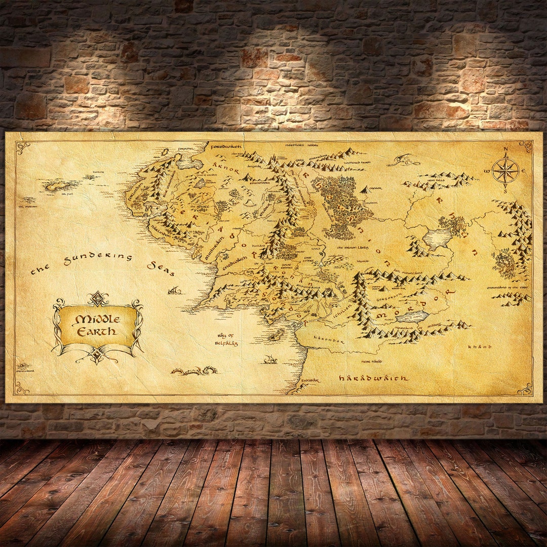 Middle Earth Map Poster Lord of the Rings Wall Art Premium - Etsy