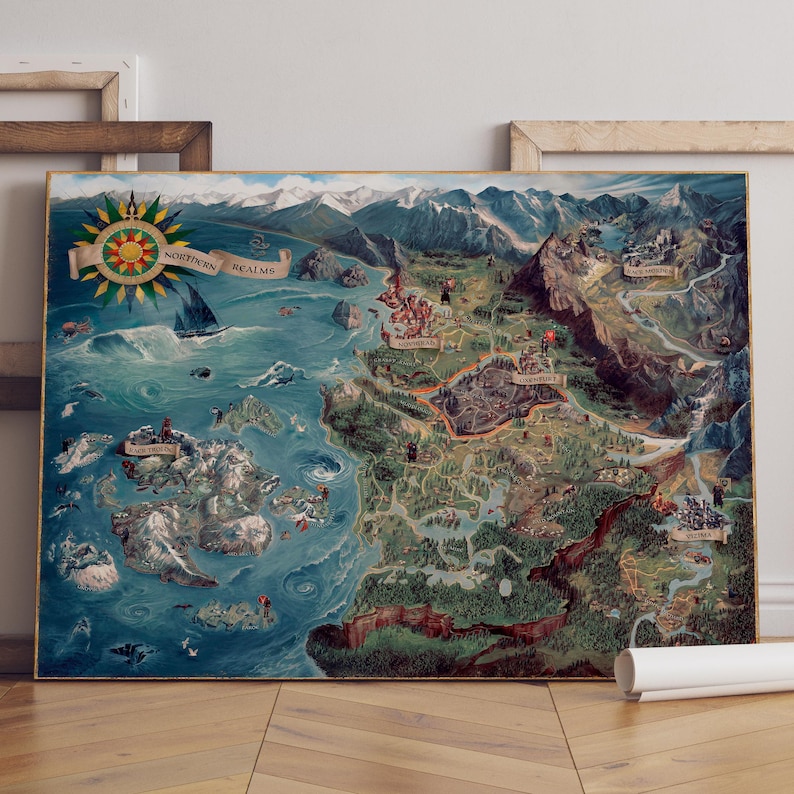 Witcher World Map Poster / Continent Location Wall Art / Game Print ...