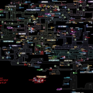 Hollow Knight Map Poster, Hallownest Wall Art, Premium Canvas Print ...