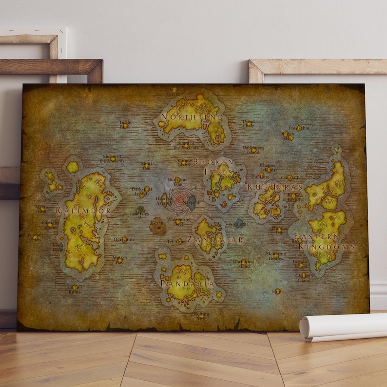 Warcraft Map Poster / Azeroth Wall Art / Game Print / Canvas Art Decor ...