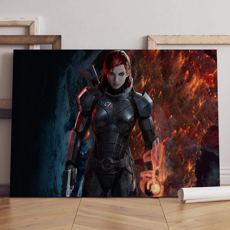 Mass Effect Poster / Commander Shepard Wall Art / Game Print / Canvas ...