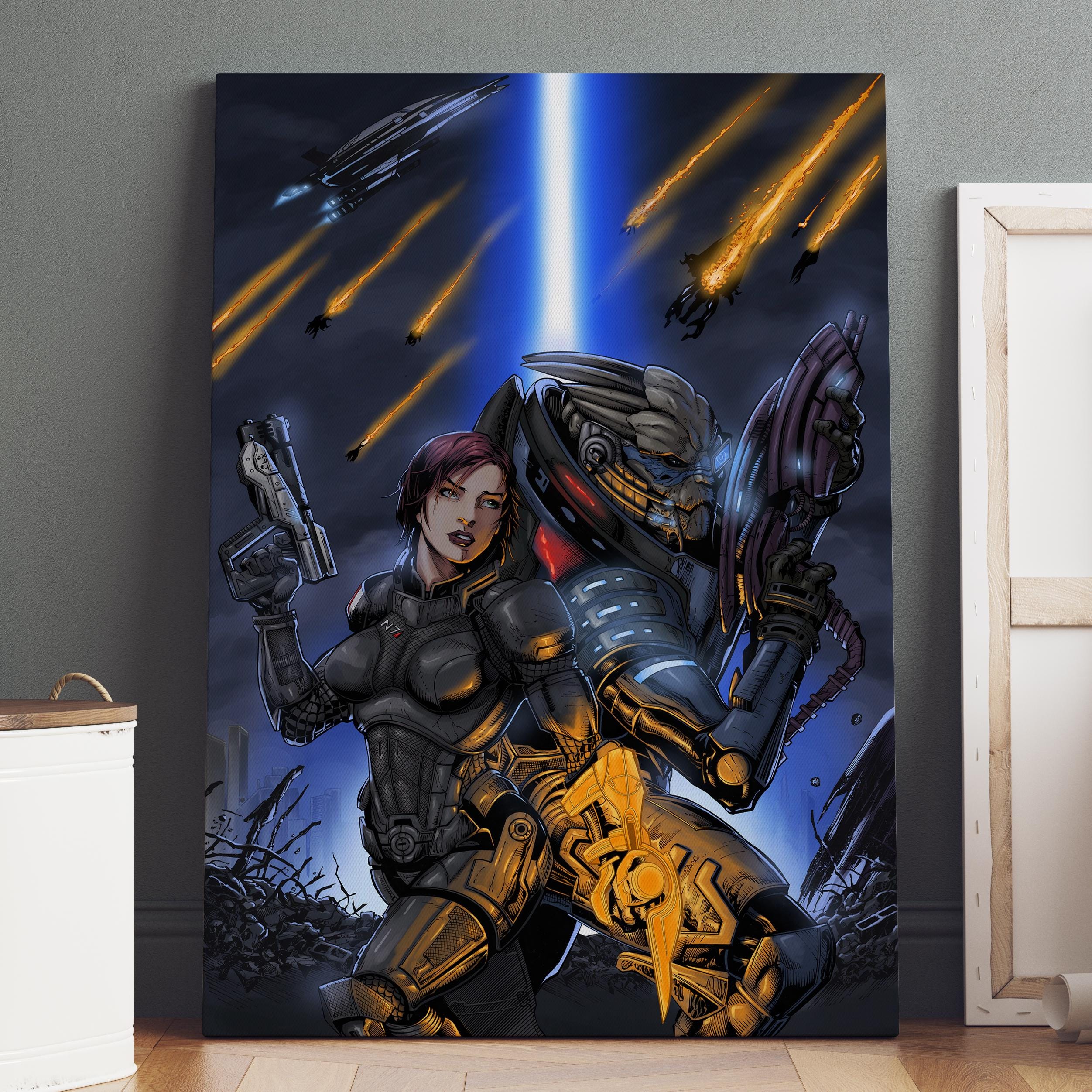 Mass Effect Poster / Commander Shepard Wall Art / Game Print / Canvas ...