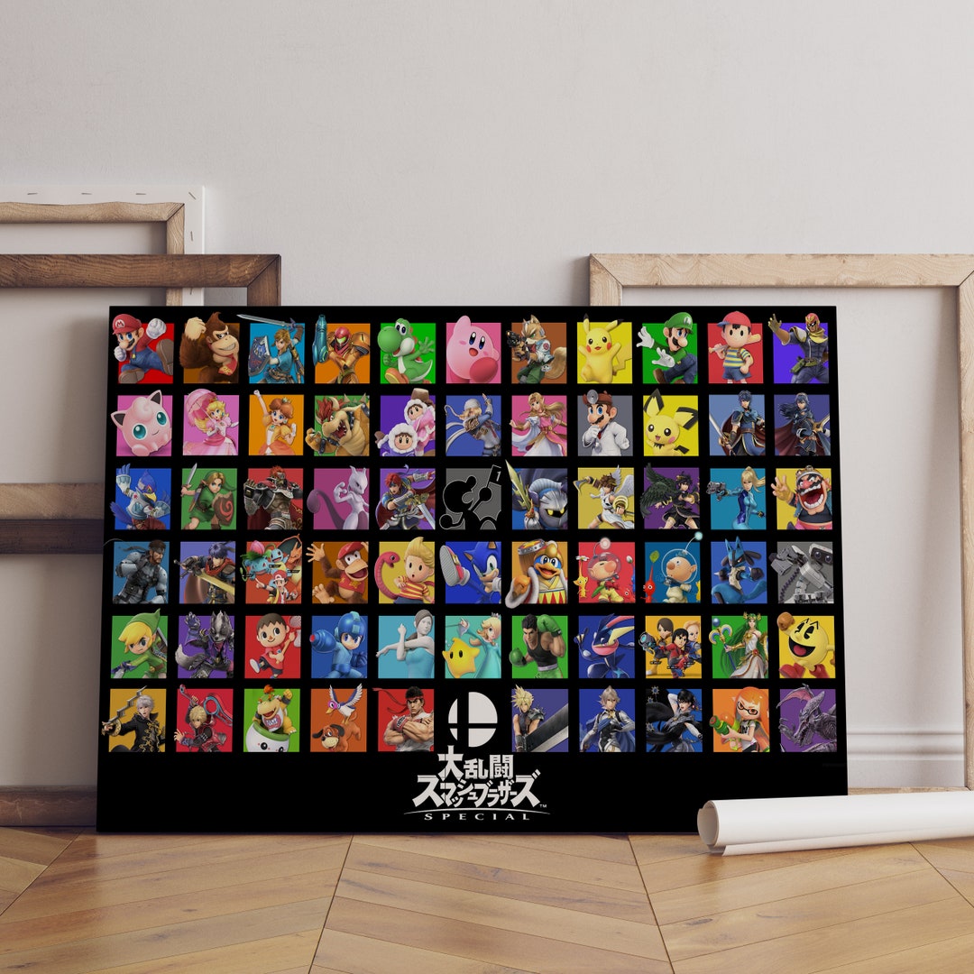 Super Smash Bros Poster, Super Mario Wall Art, Premium Canvas Print ...