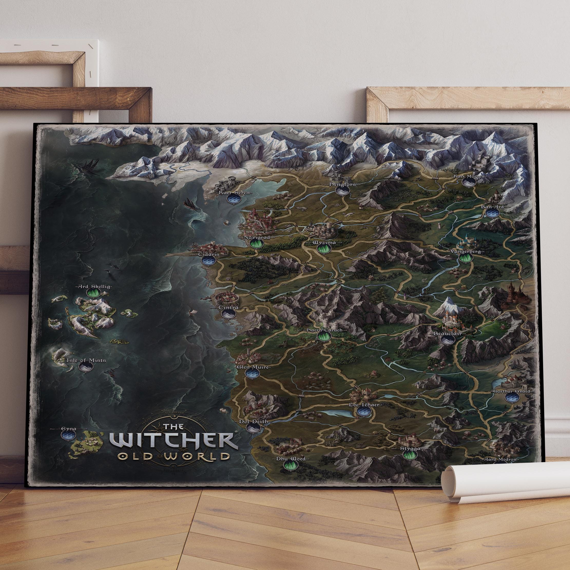 Witcher World Map Poster / Continent Location Wall Art / Game Print ...