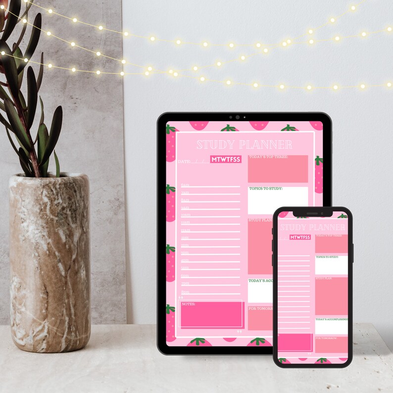 Pink Study Planner, Daily Study Planner, Productivity Daily Planner ...