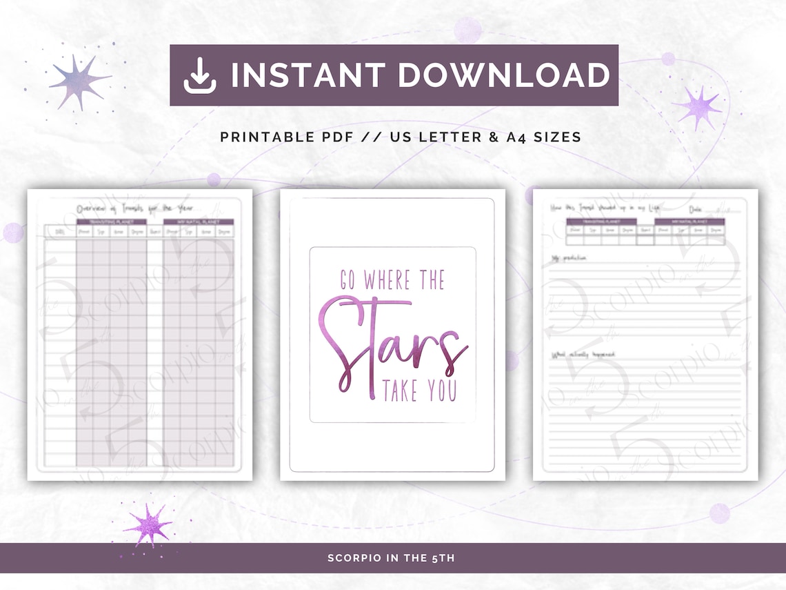 Printable Astrology Transit Tracker: Transit Journal for Tracking ...
