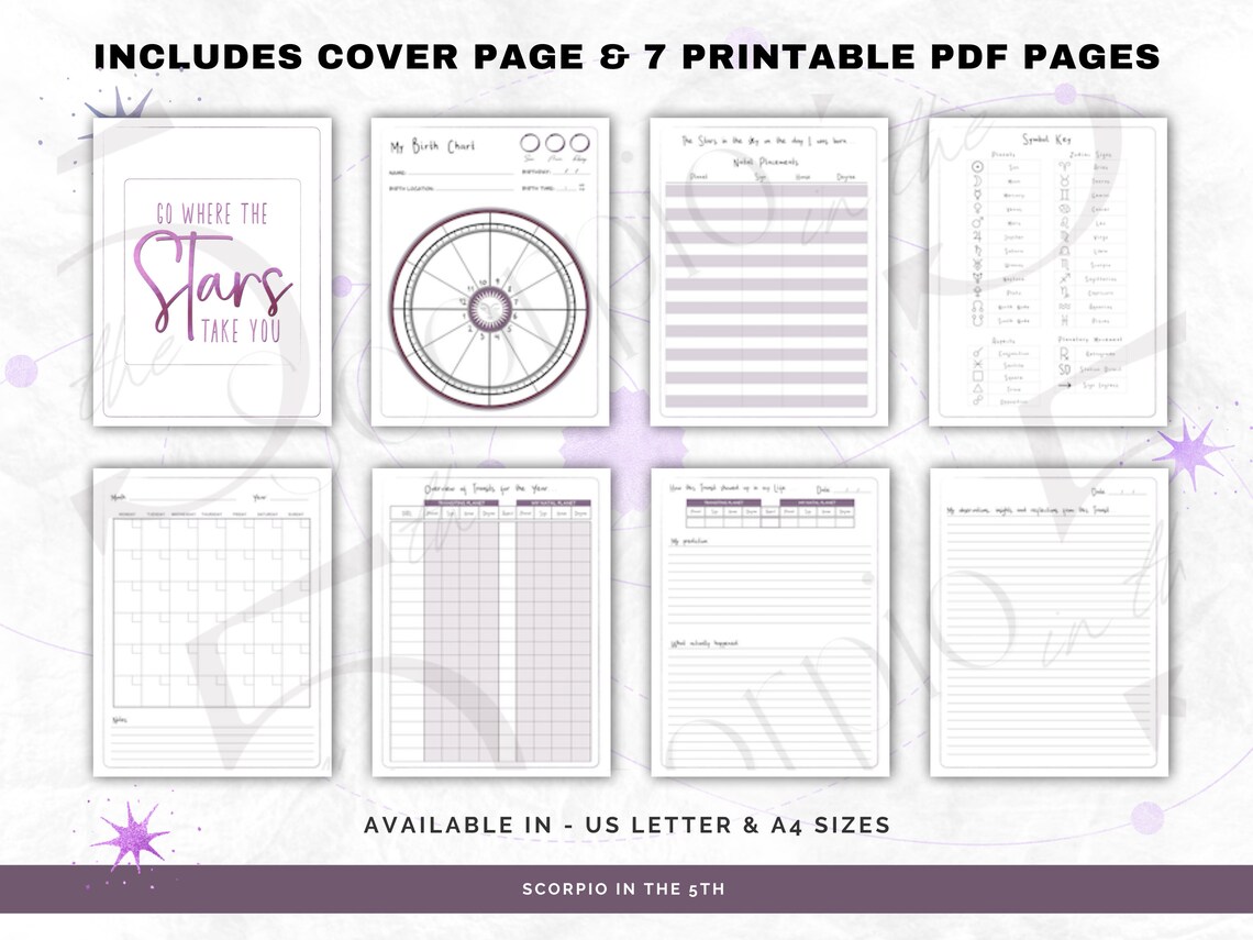 Printable Astrology Transit Tracker: Transit Journal for Tracking ...