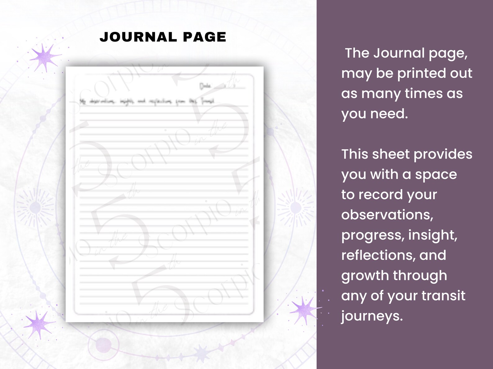 Printable Astrology Transit Tracker: Transit Journal for Tracking ...
