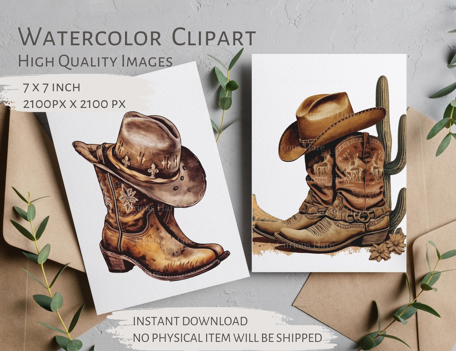 Cowboy Boots and Hat Clipart PNG Cowgirl Boots Clip Art Commercial Use ...