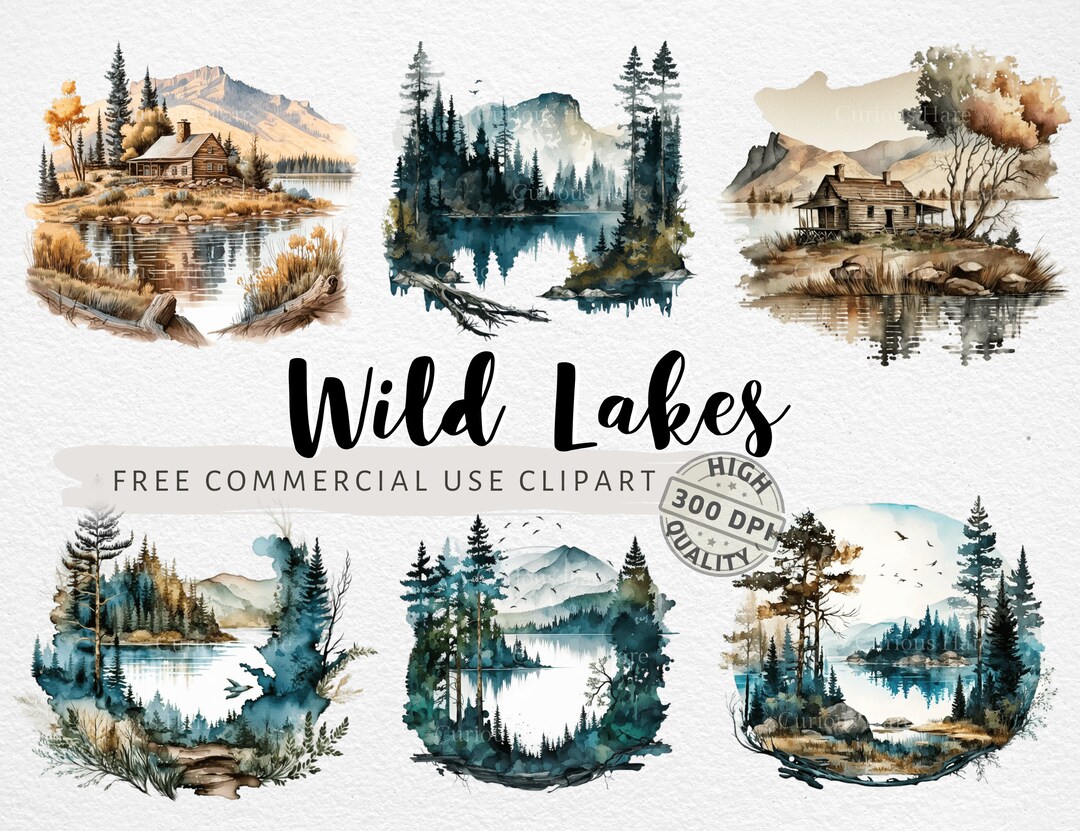 Wild Forest Lake Clipart Waterfront Trees Bundle PNG - Etsy