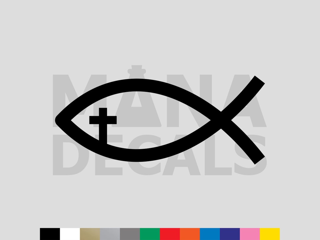 Ichthys Jesus Fish Cross Vinyl Die Cut Decal Sticker - Christ Christian ...