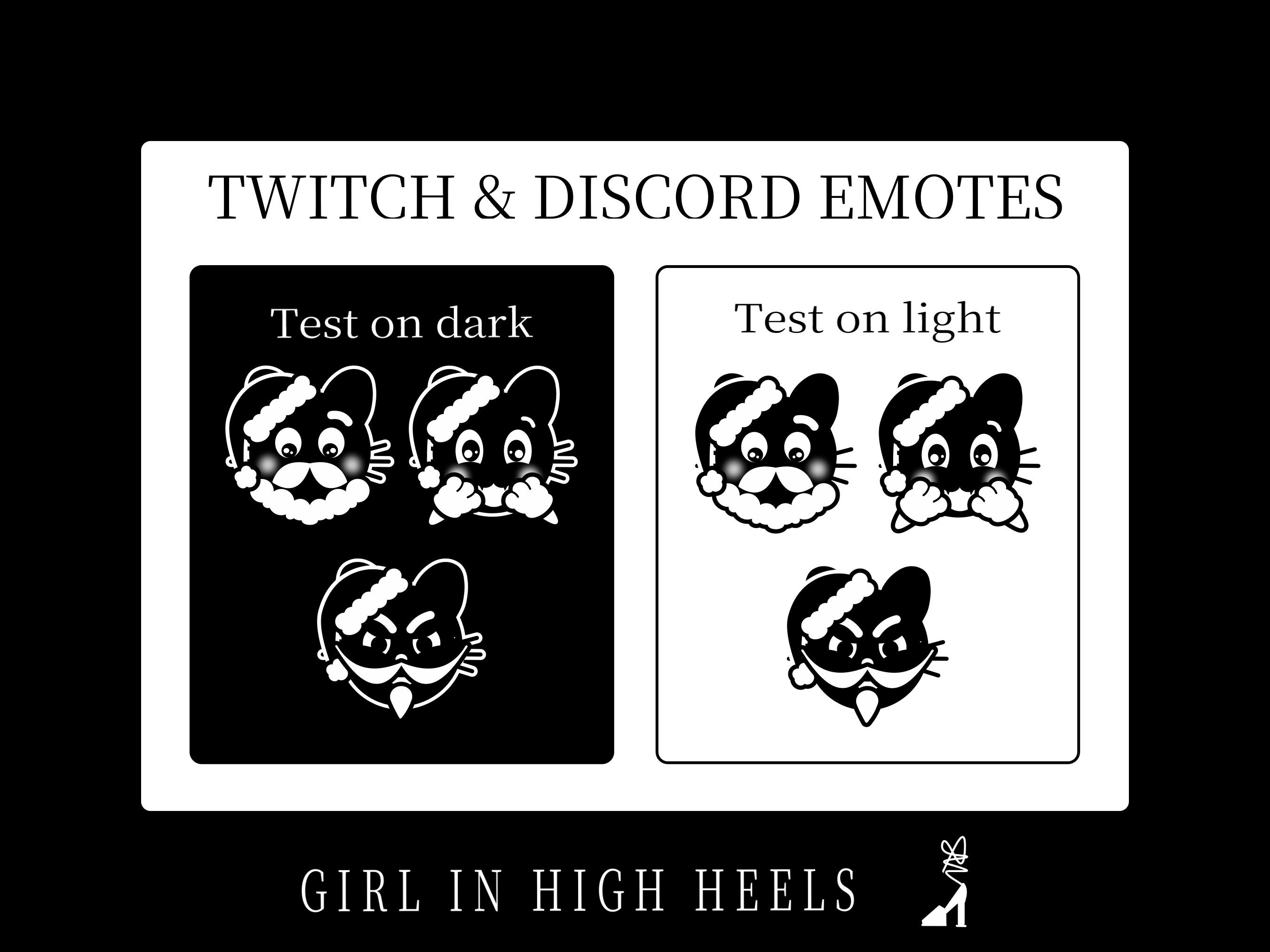 Twitch and Discord Emotes Pack (3), Christmas Mood Black and White Cat ...
