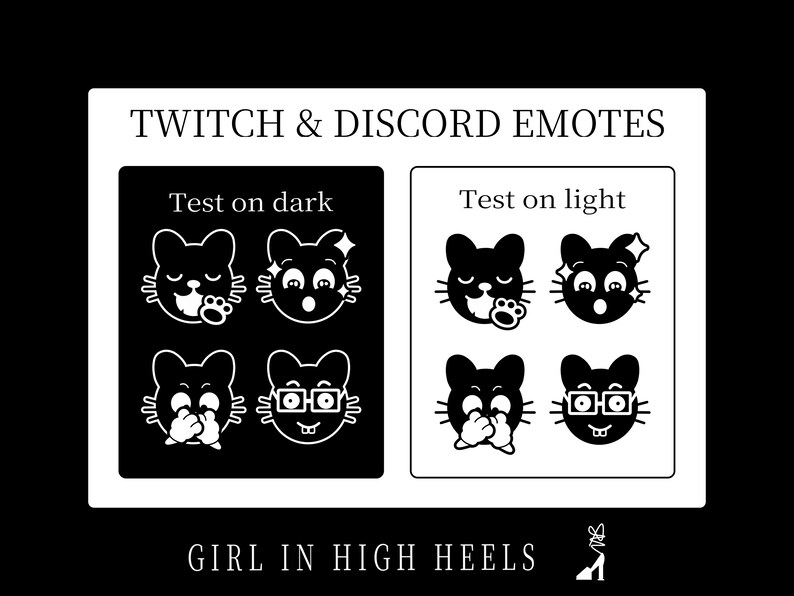 Twitch and Discord Emotes Pack (10), Black and White Cute Cat, 5th Pack ...