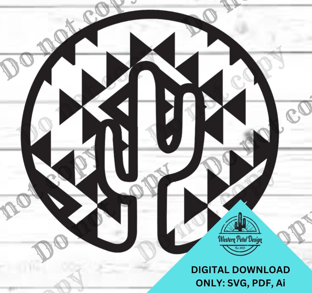 Aztec Circle Cactus Digital Download Saguaro Desert Succulent Laser ...