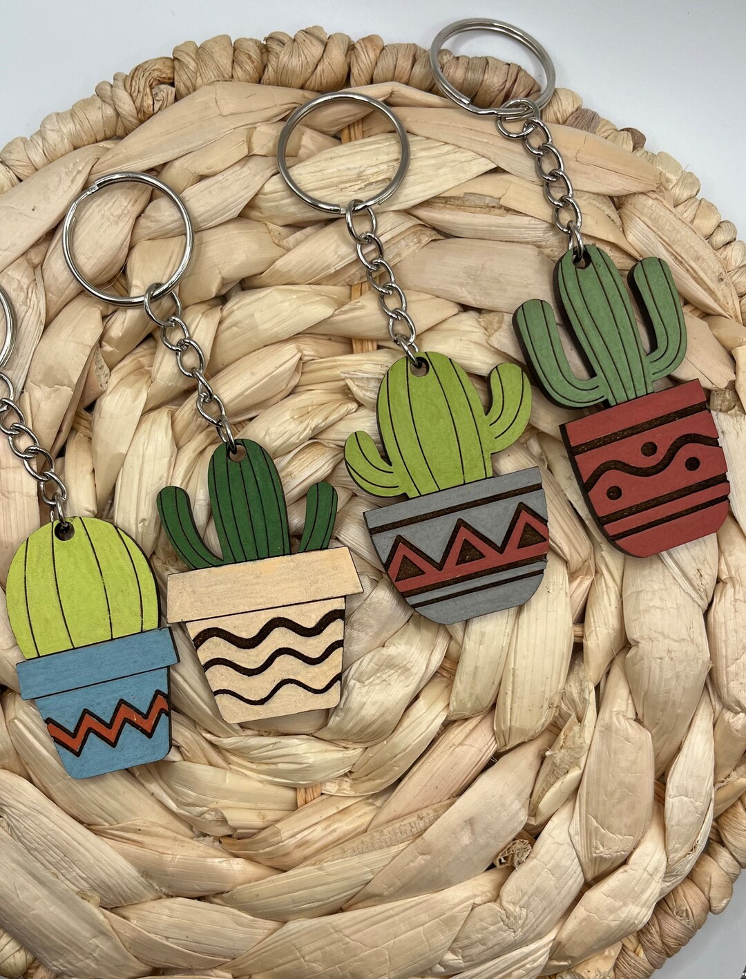 Cactus Keychains Handpainted Western Car Accessories - Etsy