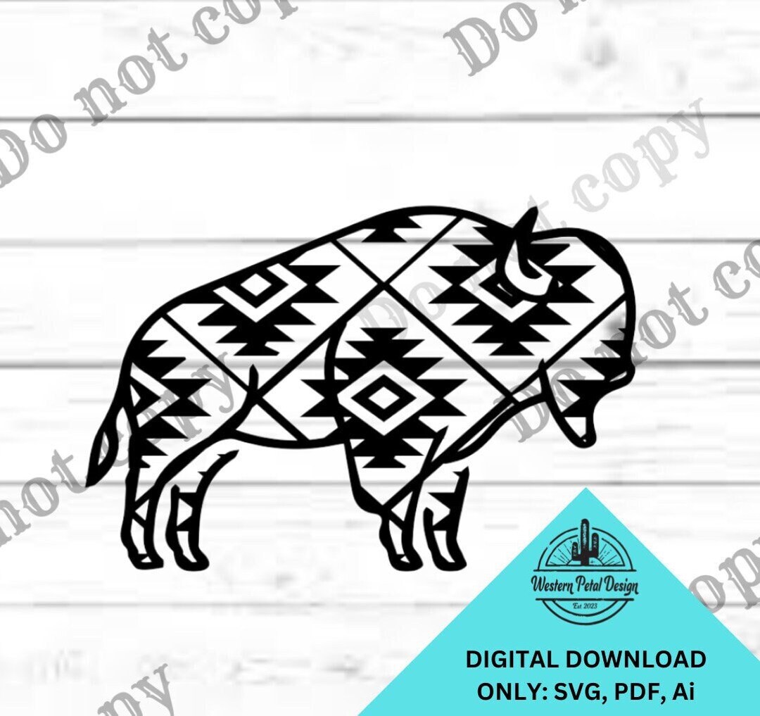 Buffalo Aztec Bison Digital Download for Laser Engraving Clipart ...