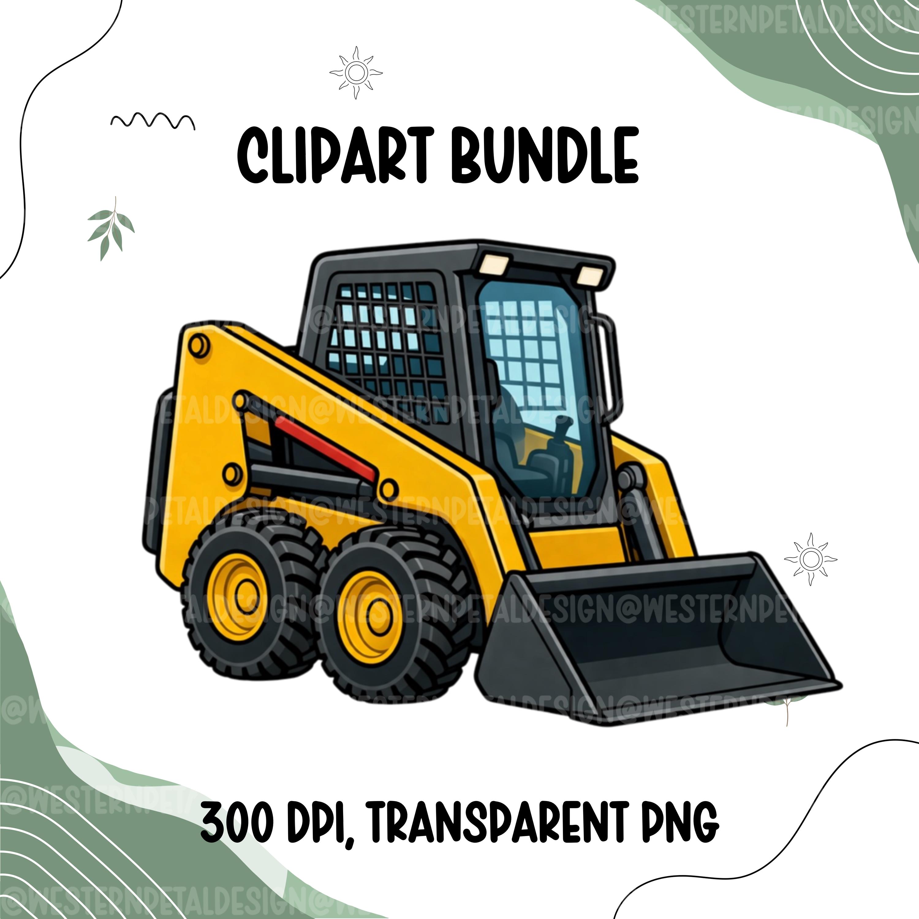 Construction Clipart Bundle, Builder Vehicles PNG, Road Work Clipart ...