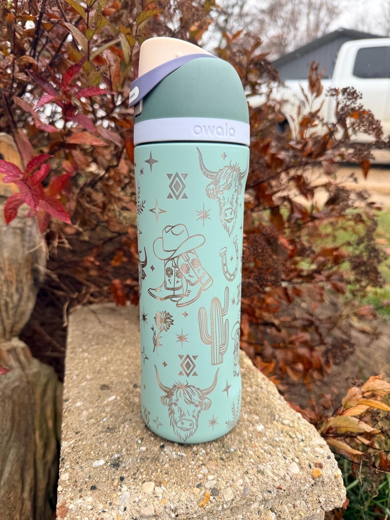 Engraved Owala Freesip Tumbler – Western 32oz Water Bottle With ...