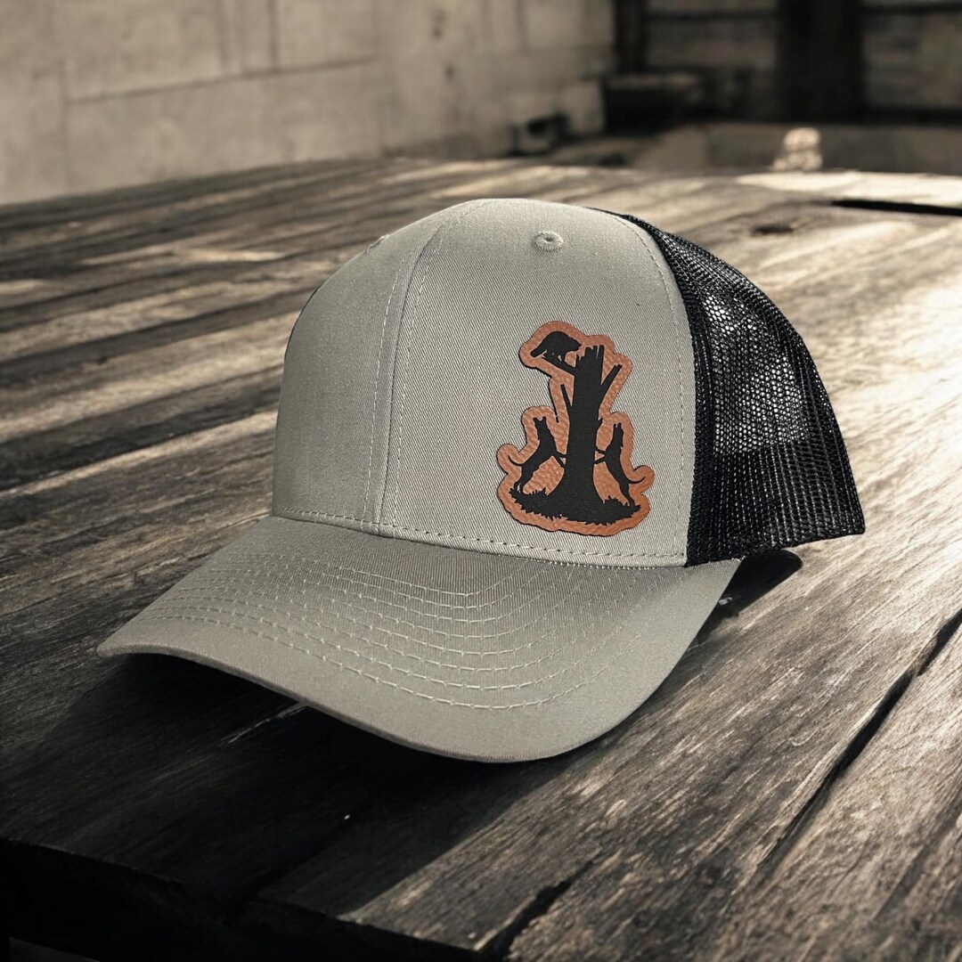 Coon Tree Leather Patch Trucker Hat Hound Dog Hunters Raccoon - Etsy