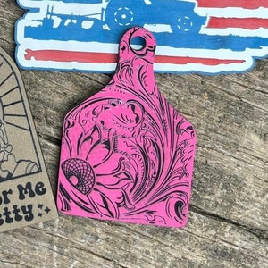 Leather Tooled Cow Tag Digital File – Laser Engraving, Patch Hat Design ...