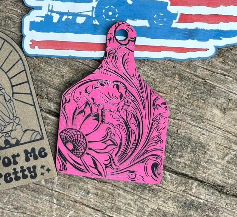 Leather Tooled Cow Tag Digital File – Laser Engraving, Patch Hat Design ...