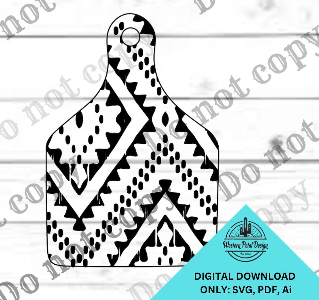 Aztec Dot Cow Tag Digital File | Livestock Tag Clipart SVG PDF AI ...