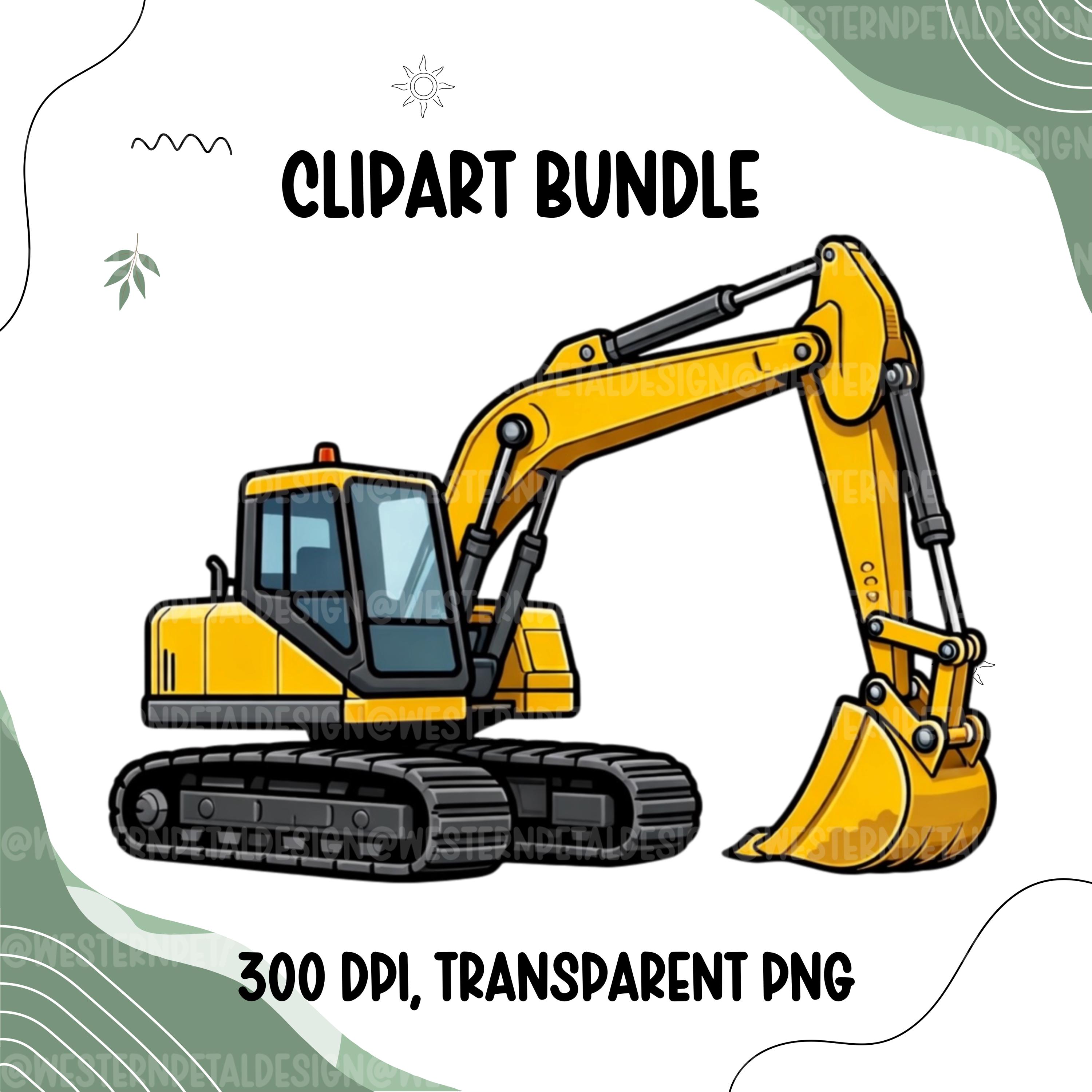 Construction Clipart Bundle, Builder Vehicles PNG, Road Work Clipart ...
