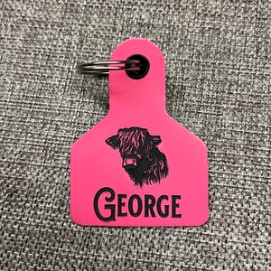 Cow Tag CUSTOM Keychain Small Cattle Tags Laser Engraved Permanent ...