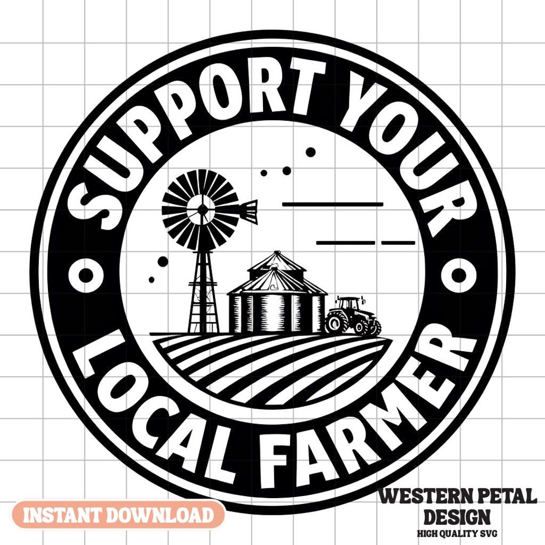 Support Local Farmers SVG - Laser Engraving Design With Grain Bins ...