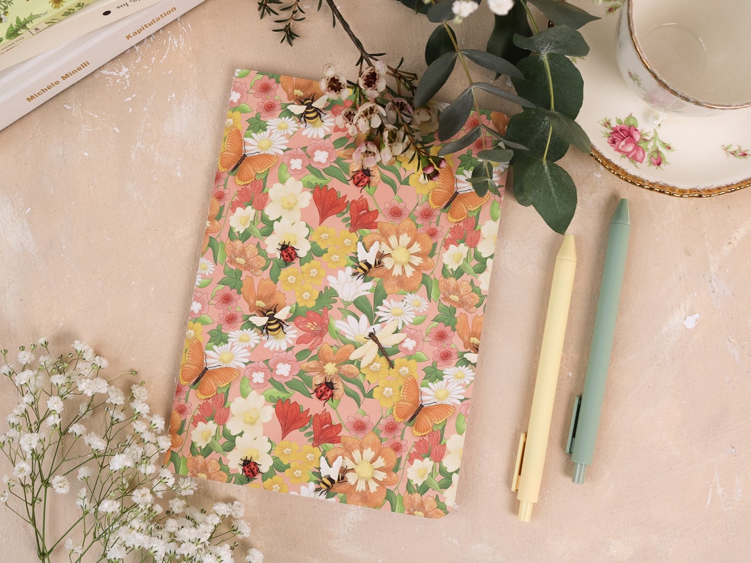A5 Handmade Notebook With Spring Meadow Design | Soft Cover Journal ...