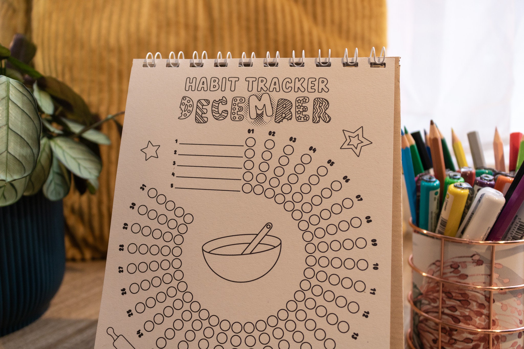 12-month Colouring Desk Habit Tracker With Journal Prompts - Etsy