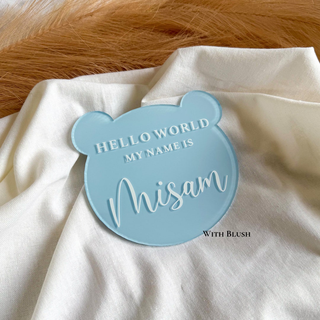 Birth Announcement Teddy Bear Birth Sign Hello World My Name is ...