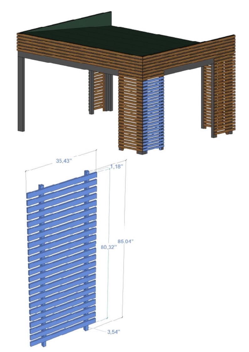 Modern Wooden Garden Pergola Design Plan PDF, SKP File, and Build Video ...