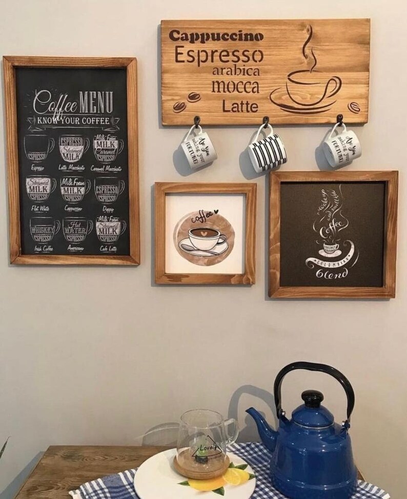 Coffee Corner Decor Coffee Nook Ideas Wood Coffee Sign Coffee Station ...