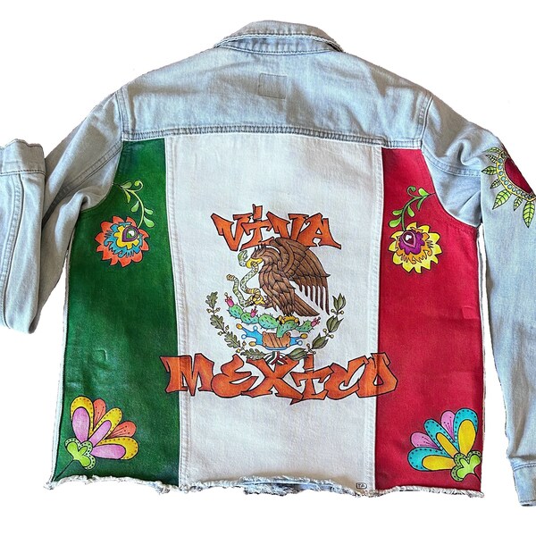Painted Denim Jacket - Etsy
