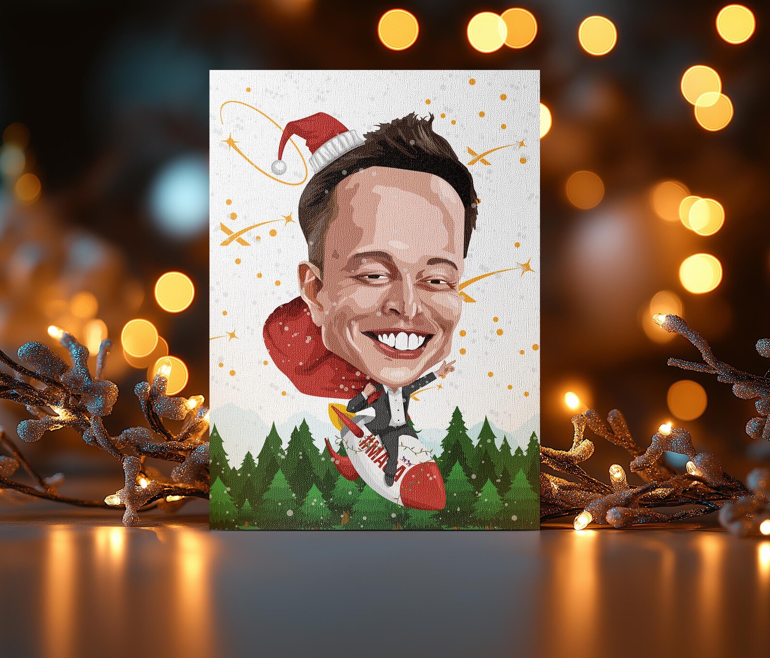 Elon Musk Christmas Card, Funny Santa Rocket Card, Spacex Holiday Card ...