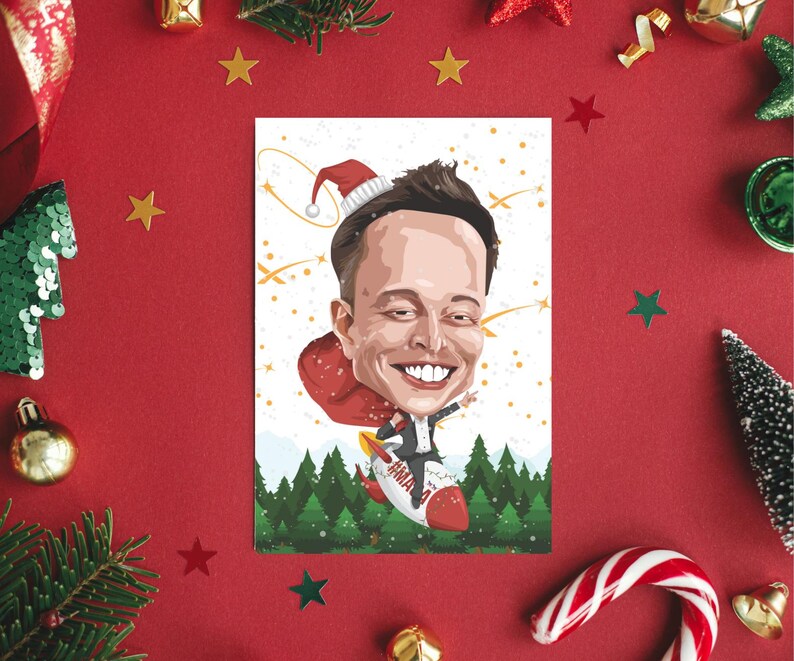 Elon Musk Christmas Card, Funny Santa Rocket Card, Spacex Holiday Card ...