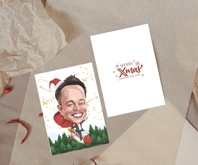 Elon Musk Christmas Card, Funny Santa Rocket Card, Spacex Holiday Card ...