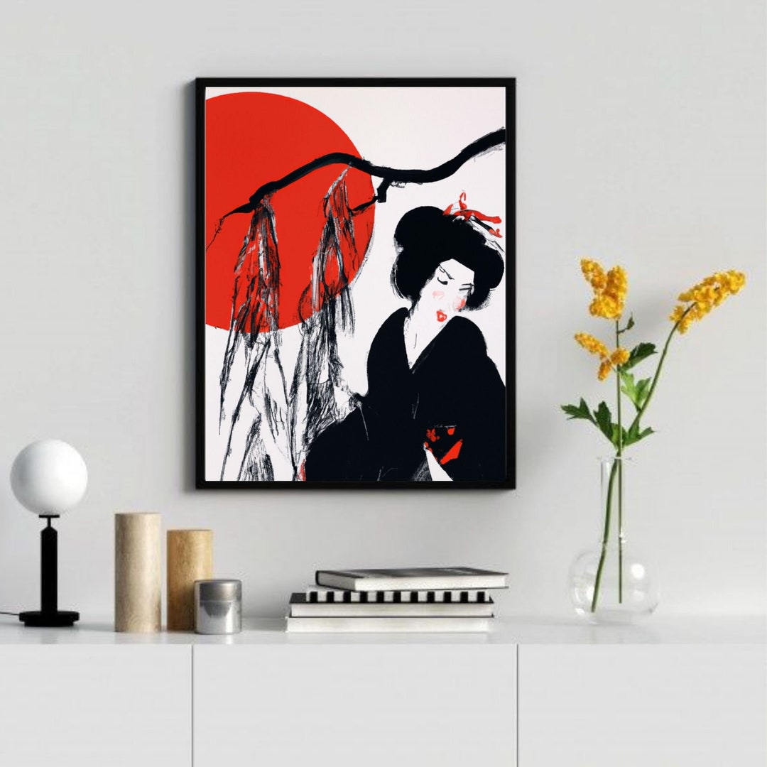 Japanese Kuchisake Onna Ukiyo-e Painting, Matsumoto Hoji Wall Decor ...