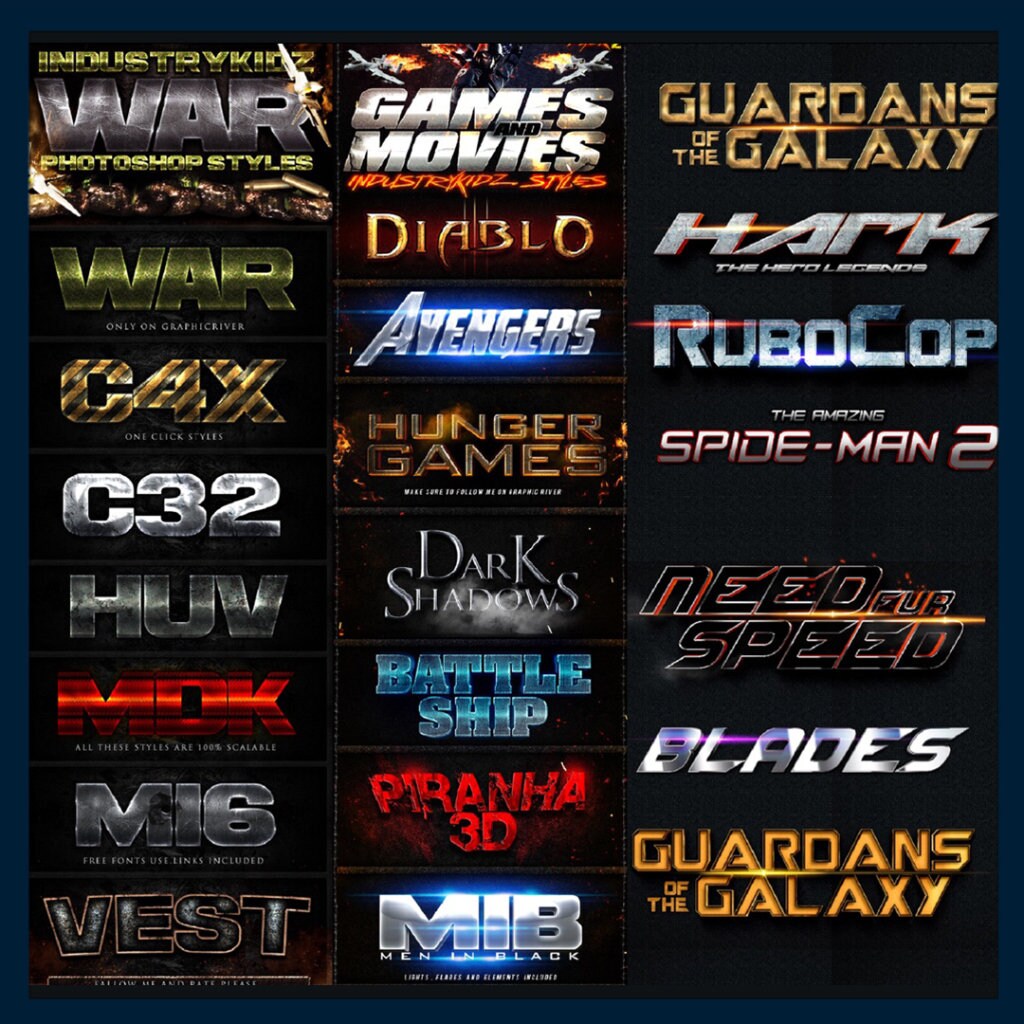 1000 Set Adobe Photoshop Text Effects Bundle Title Poster PSD Font ...