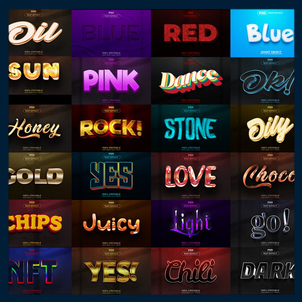1000 Set Adobe Photoshop Text Effects Bundle Title Poster PSD Font ...