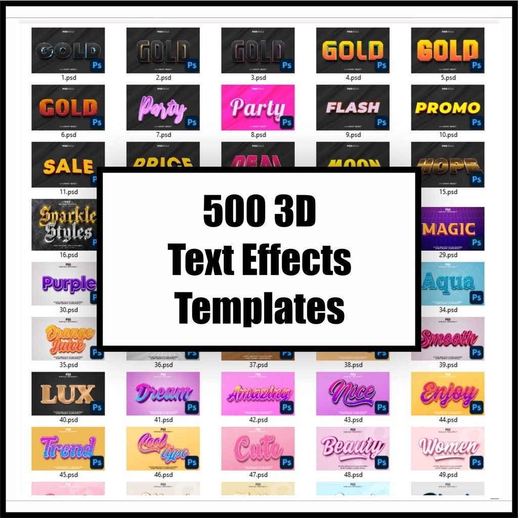 500+ 3D Text Effects Templates Photoshop Editable File PSD - Etsy