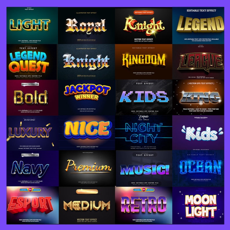 300+ Adobe Illustrator Text Effects Bundle (EPS Vector) - Etsy