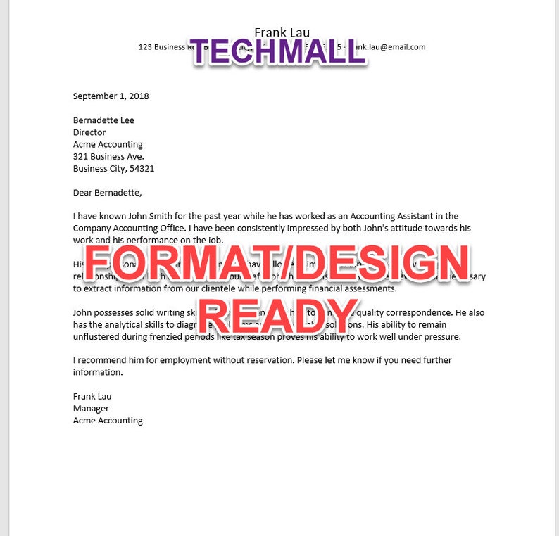 50 Recommendation Letter Template for Employee | MS Word Editable ...