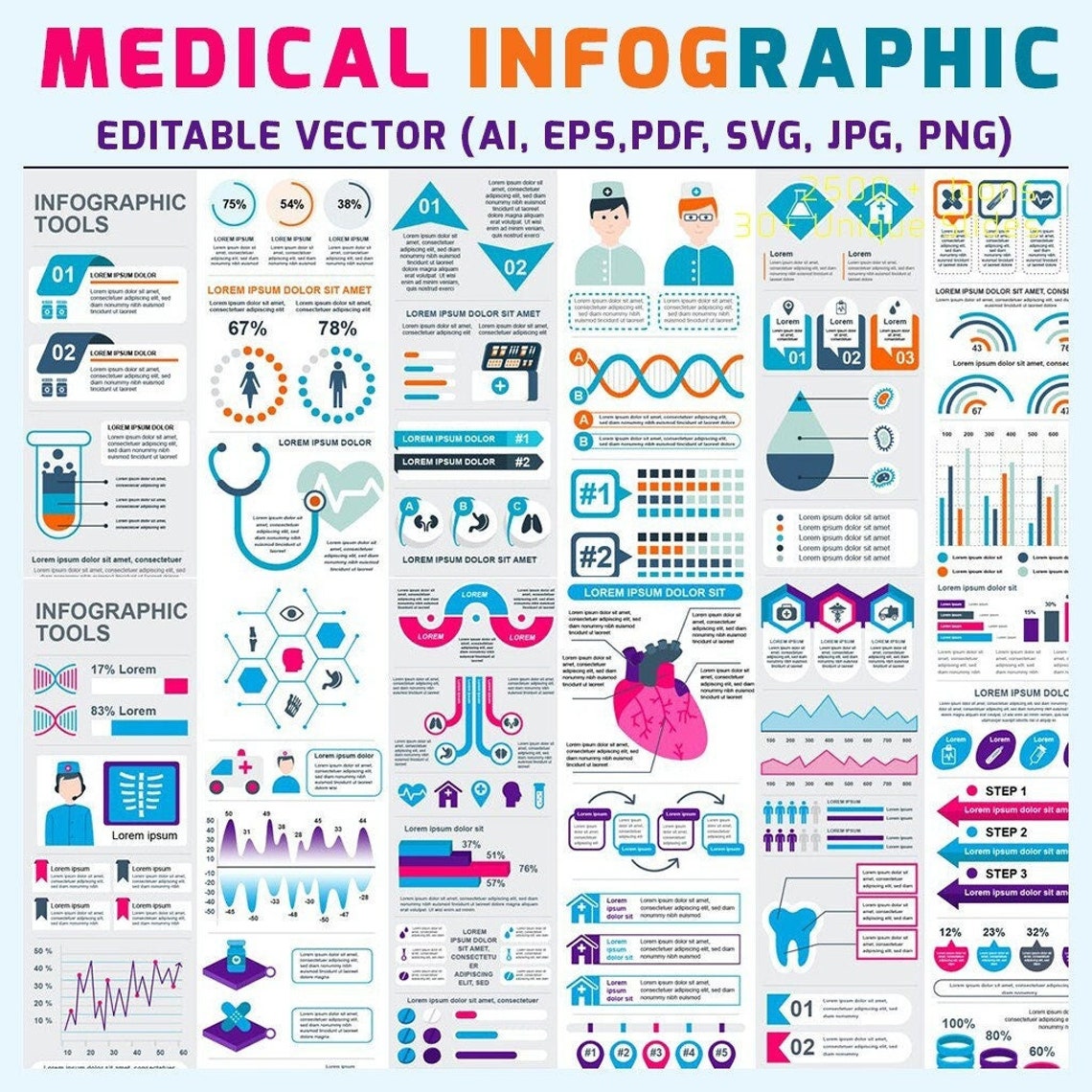 Medical Infographic Elements Data Visualization Vector Design Editable ...