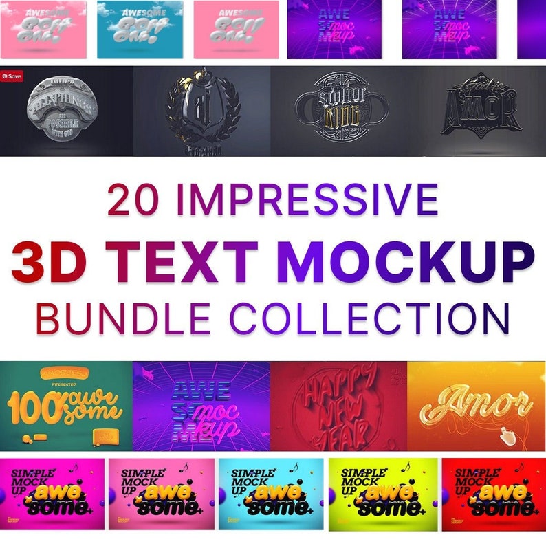 20 Impressive 3D Text Mockup Collection | Photoshop Editable | Fully ...