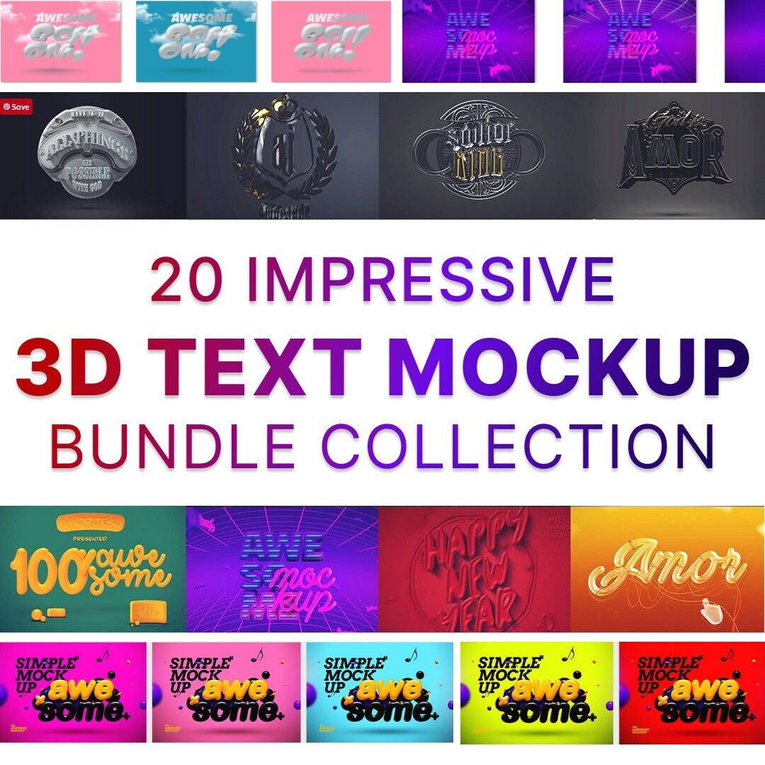 20 Impressive 3D Text Mockup Collection | Photoshop Editable | Fully ...