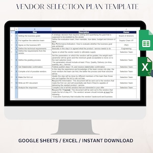 Vendor Selection Plan Excel Template Spreadsheet, Google Sheets ...