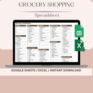 Grocery Shopping Spreadsheet for Google Sheets Excel Digital Download ...