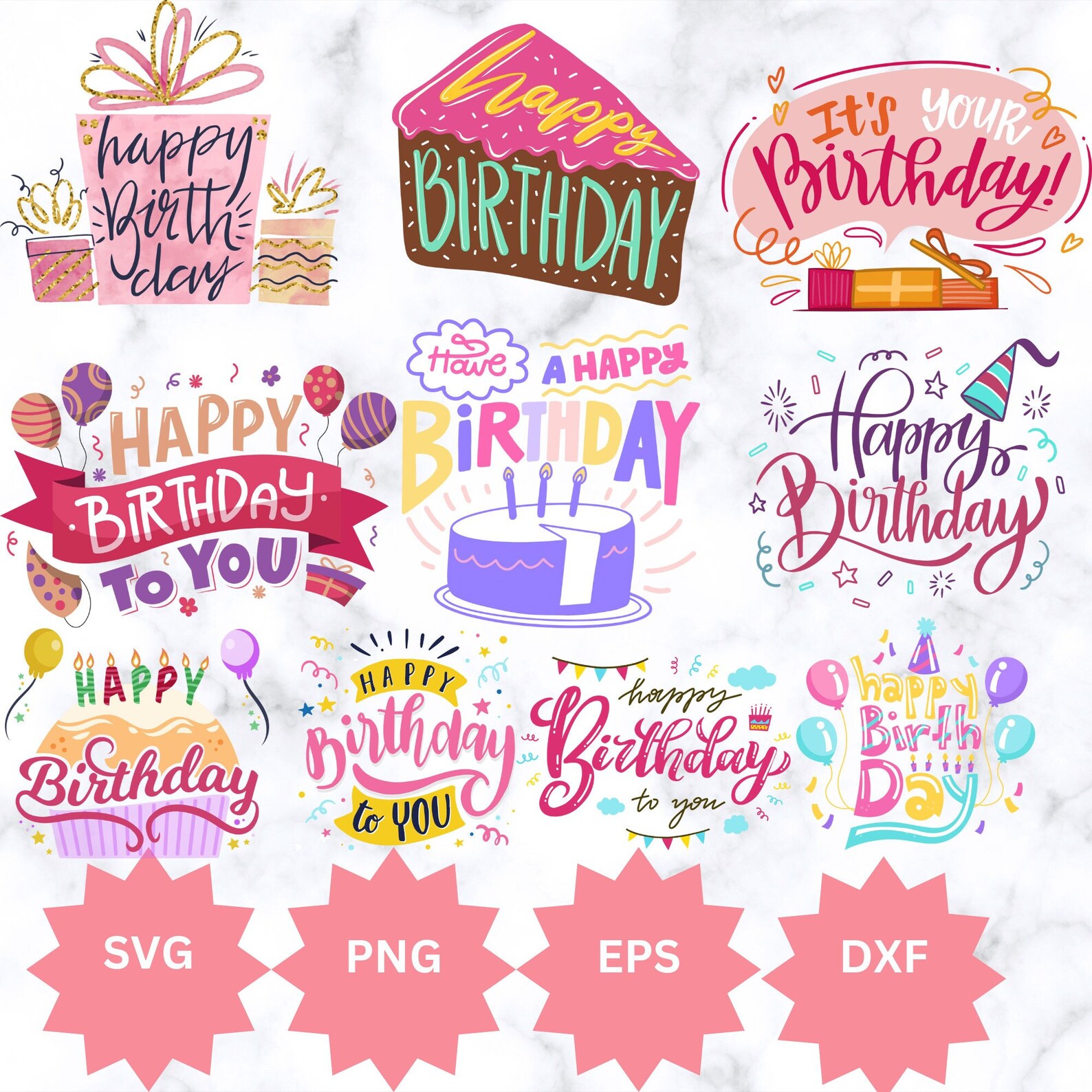 Happy Birthday SVG Bundle, Birthday PNG, Cricut Files, Birthday Gift ...
